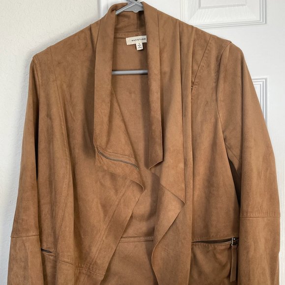 Max Studio | Jackets & Coats | Draped Faux Suede Jacket | Poshmark